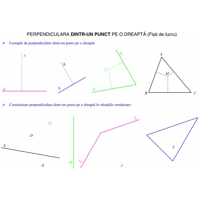 Drepte, semidrepte si segmente - fise de lucru